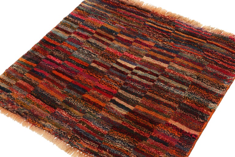 Vintage Gabbeh Tribal Square Rug in Polychromatic Striae Patterns by ...