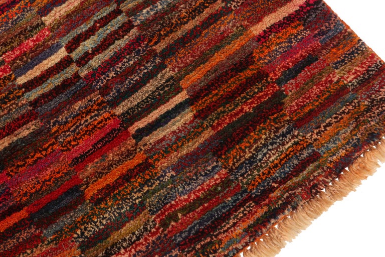 Vintage Gabbeh Tribal Square Rug in Polychromatic Striae Patterns by ...