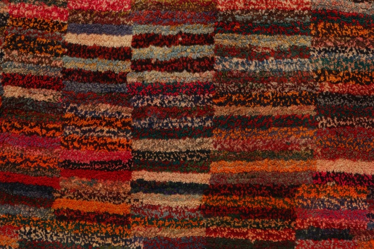 Vintage Gabbeh Tribal Square Rug in Polychromatic Striae Patterns by ...