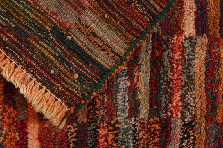 Vintage Gabbeh Tribal Square Rug in Polychromatic Striae Patterns by ...