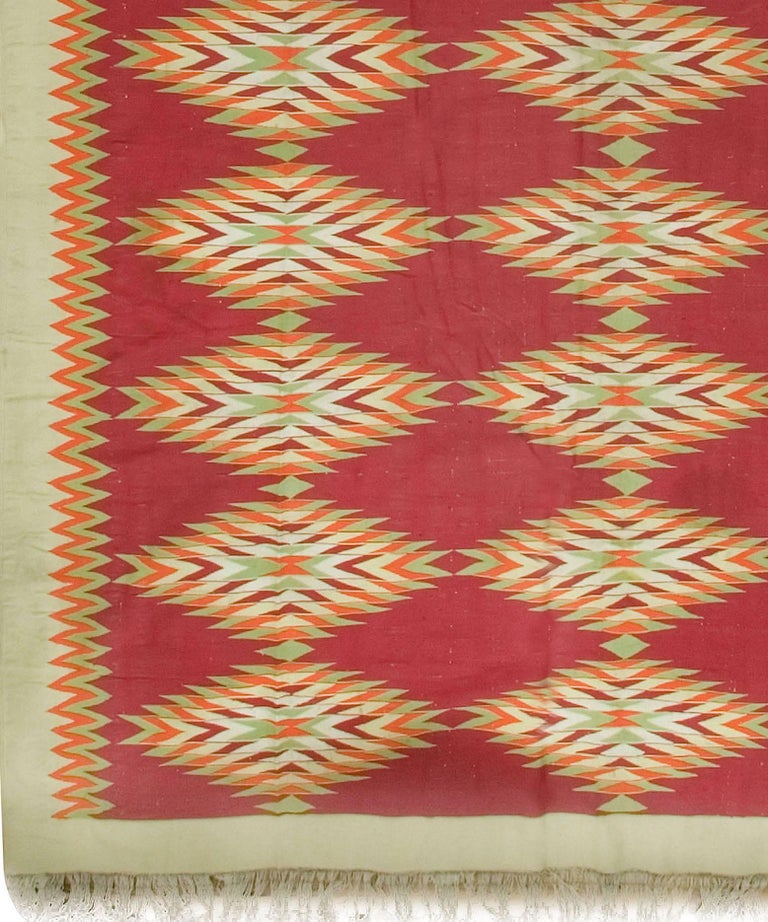 Vintage Gallery Size Flat-Weave Cotton Dhurrie, circa 1920, 8'10 x 15'2 ...