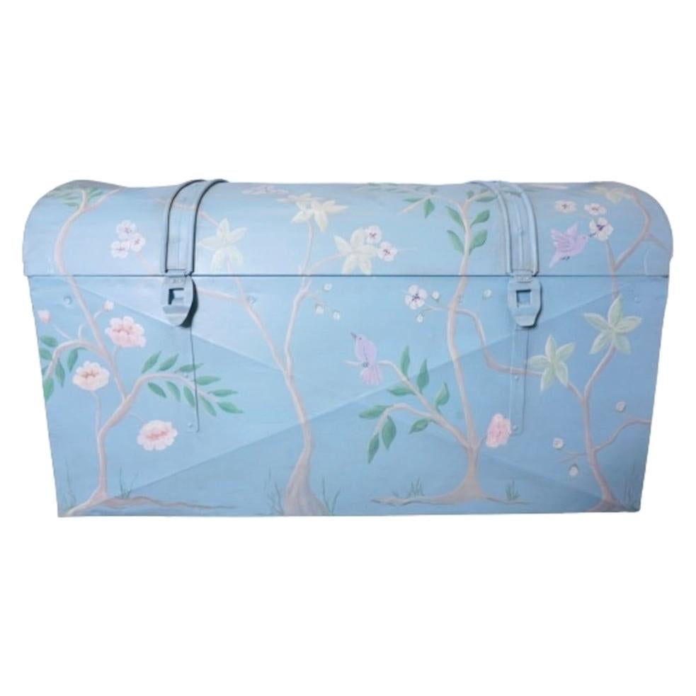 American Primitive Painted Leopard Pattern Domed Top Trunk For Sale at ...