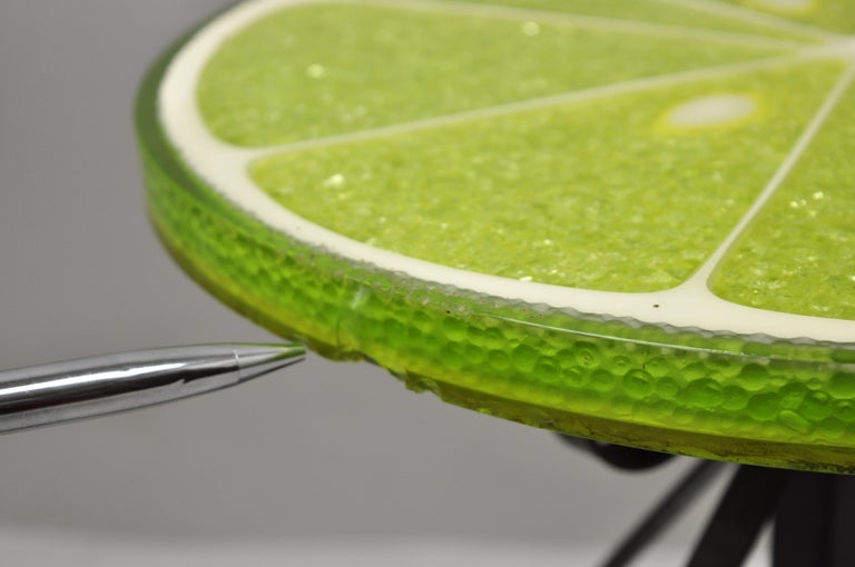 Vintage Gamma Associates Midcentury Green Lime Slice Resin Side Table ...