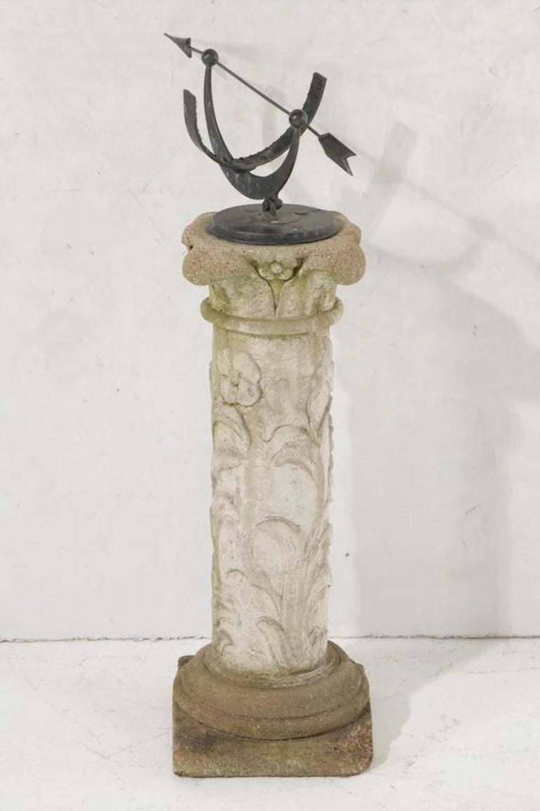 Vintage Garden Armillary Sundial on Cast Stone Pedestal at 1stDibs