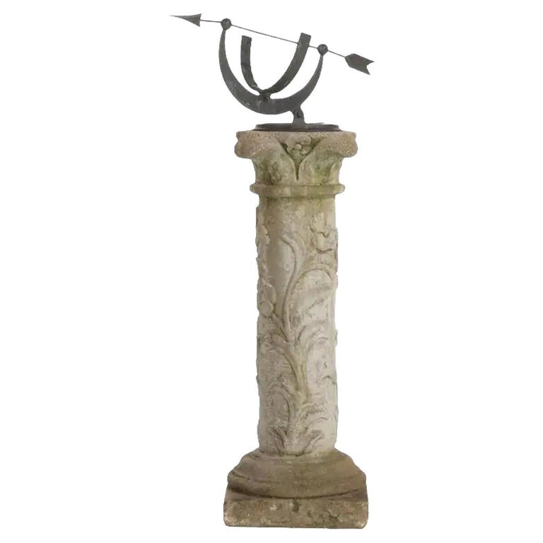 Vintage Garden Armillary Sundial on Cast Stone Pedestal at 1stDibs