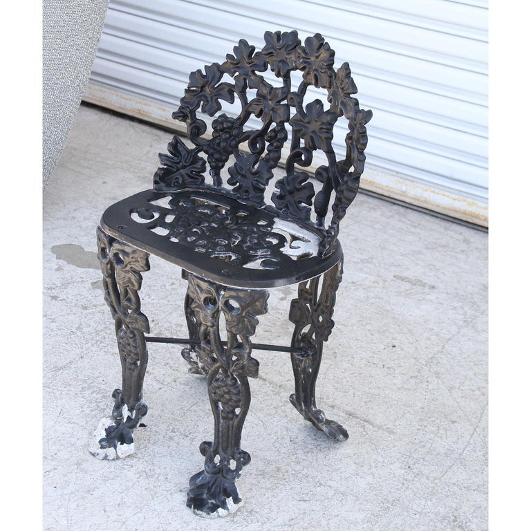 Vintage Garden Cast Iron Settee and Chair For Sale at 1stDibs