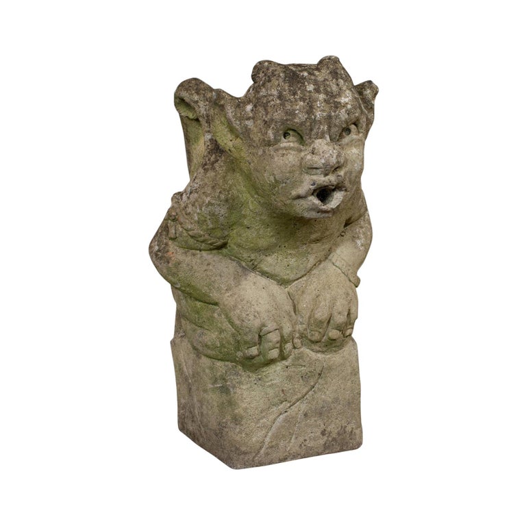 Vintage Gargoyle, English, Reconstituted Stone, Outdoor Ornament, Water ...