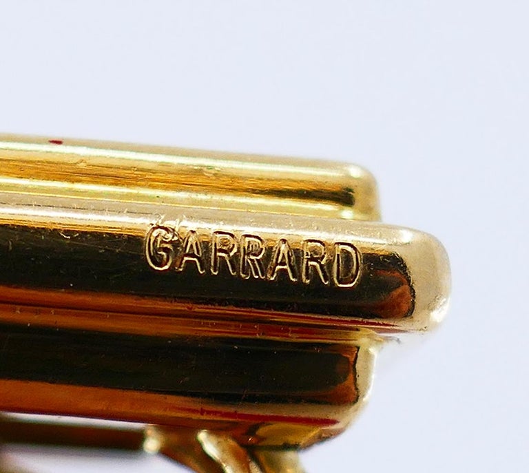 Vintage Garrard 18k Gold Gems Cuff Bracelet Earrings Set Estate Jewelry ...