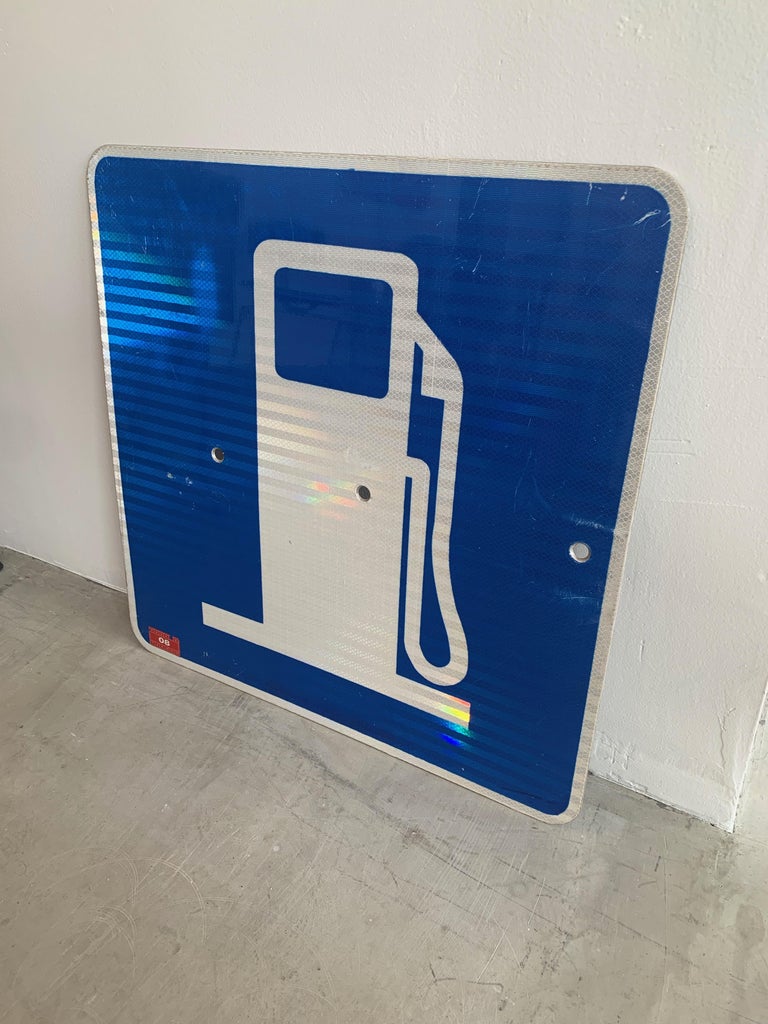 Vintage Gas Station Ahead Highway Sign For Sale at 1stDibs