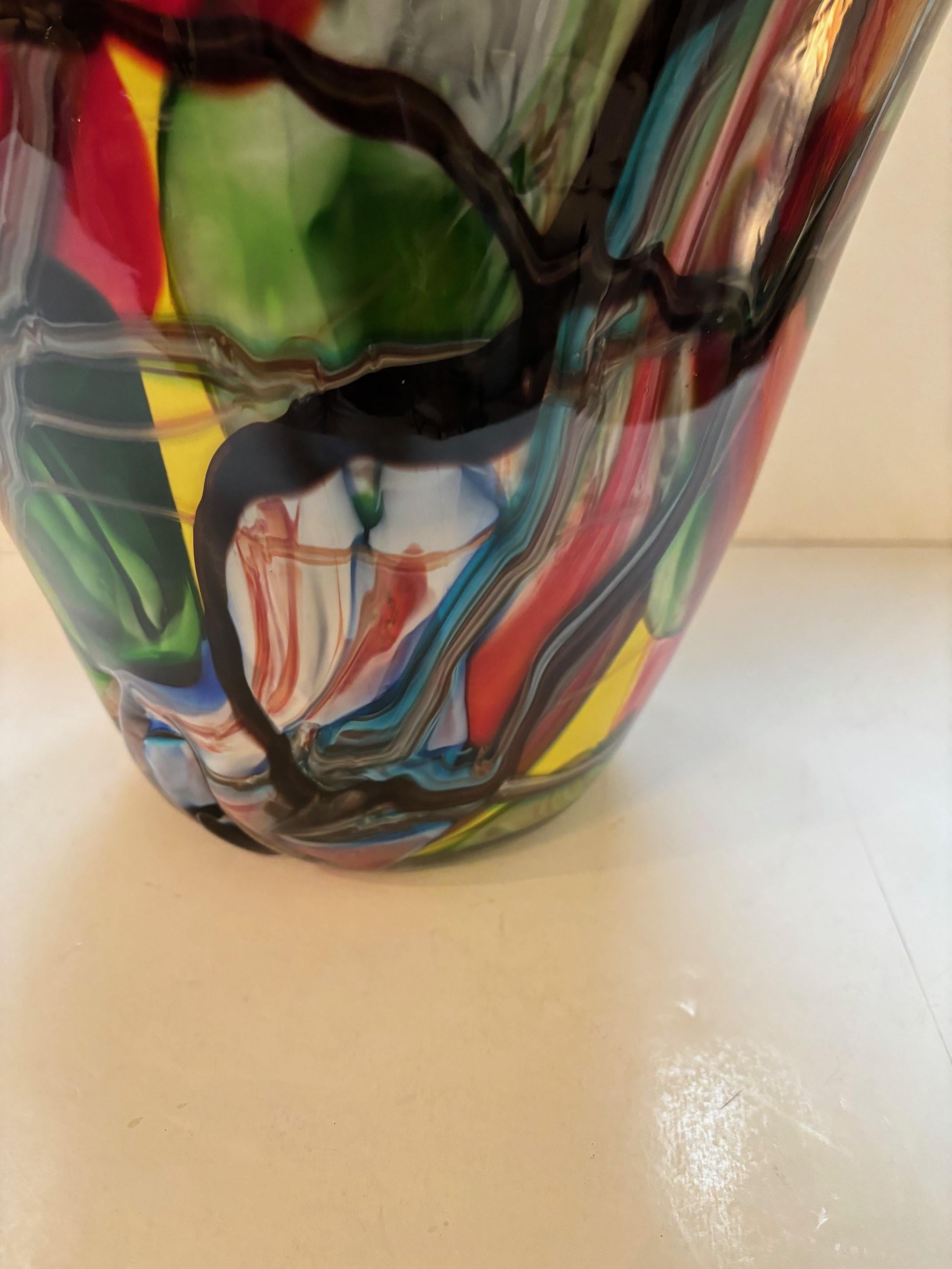 Vintage Genuine Hand-Blown Decorated with bright Multi-Color Vase by ...