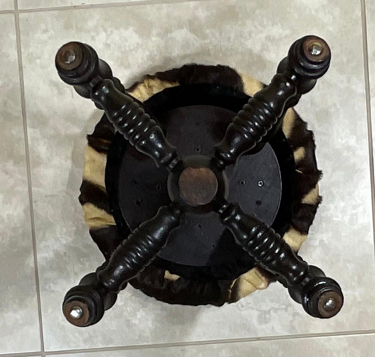 Vintage Genuine Zebra Hide Upholstered Foot Stool For Sale at 1stDibs ...