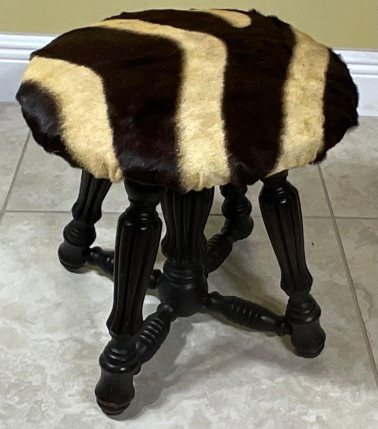 Vintage Genuine Zebra Hide Upholstered Foot Stool For Sale at 1stDibs ...