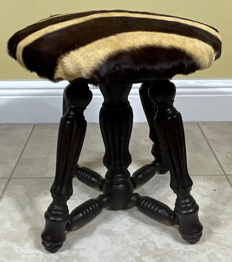 Vintage Genuine Zebra Hide Upholstered Foot Stool For Sale at 1stDibs ...