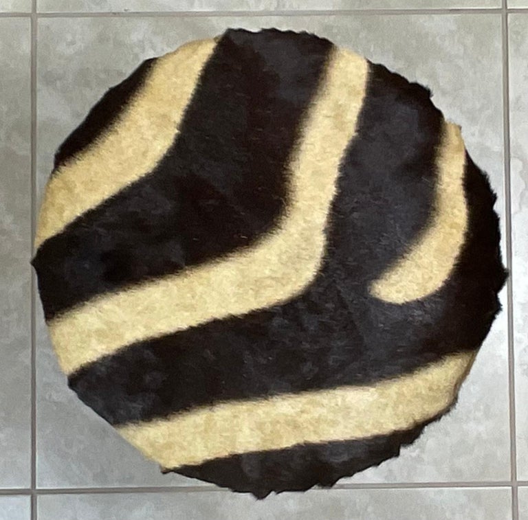 Vintage Genuine Zebra Hide Upholstered Foot Stool For Sale at 1stDibs ...