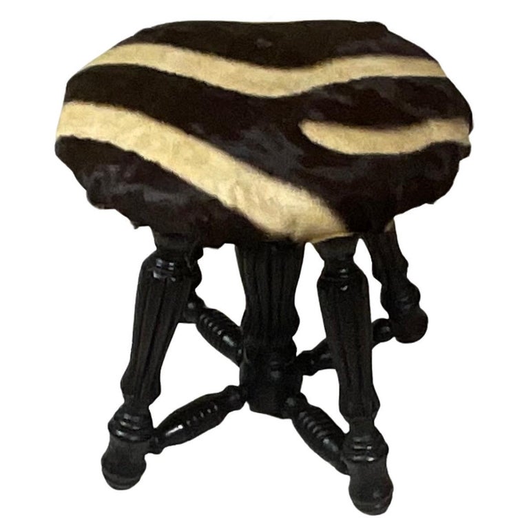 Vintage Genuine Zebra Hide Upholstered Foot Stool For Sale at 1stDibs ...