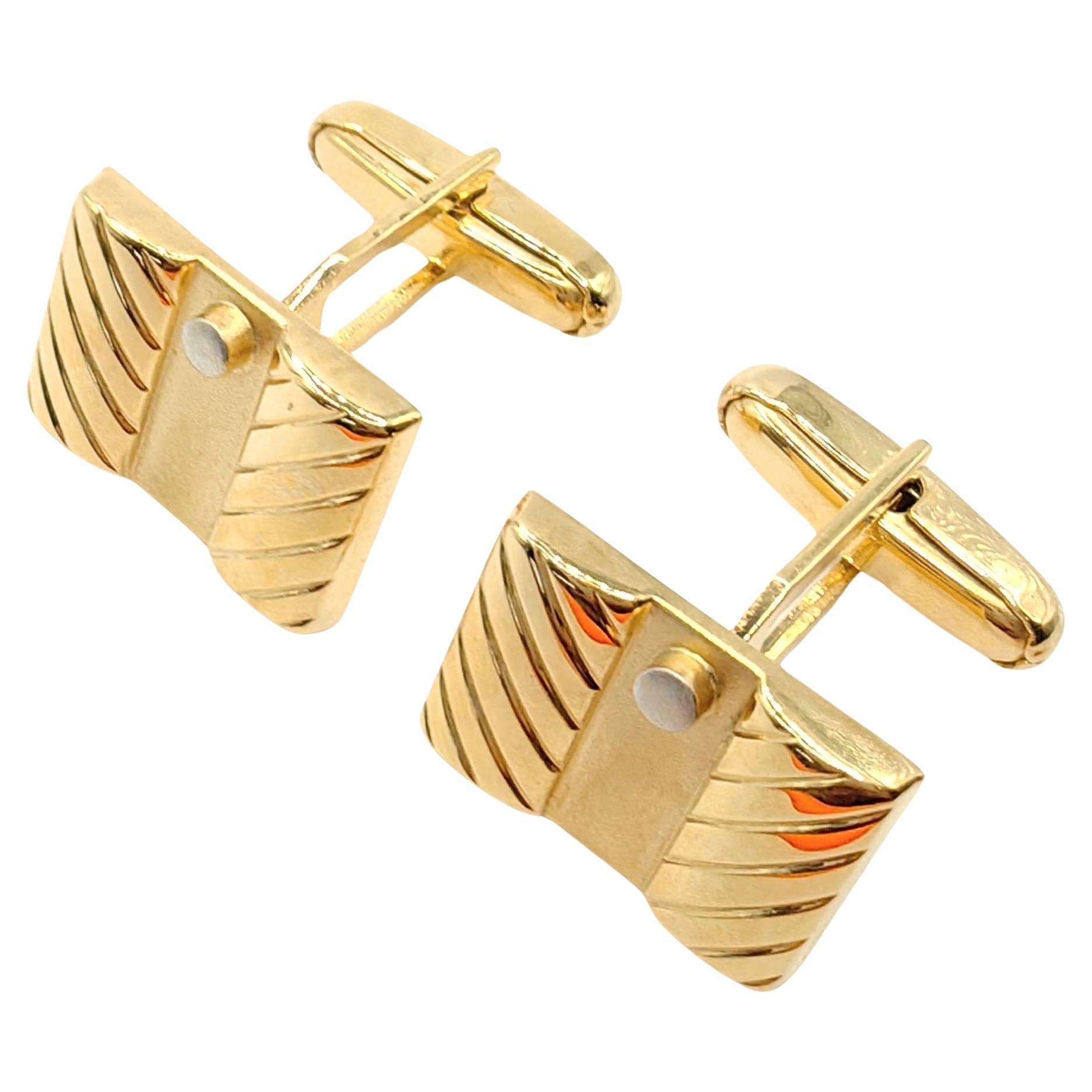 Vintage Fan Shape Cufflinks in 18K Yellow and White Two-tone Gold For ...