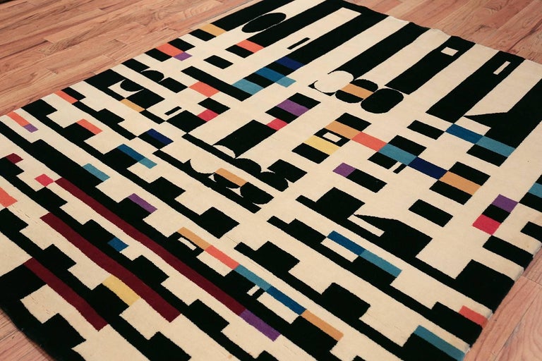 Vintage Geometric Israeli Rug by Yaacov Agam. Size: 5 ft 7 in x 7 ft 1 ...