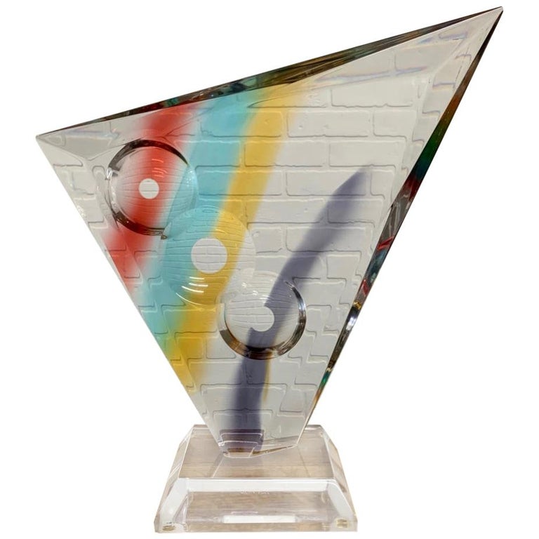 Vintage Geometric Lucite Sculpture at 1stDibs