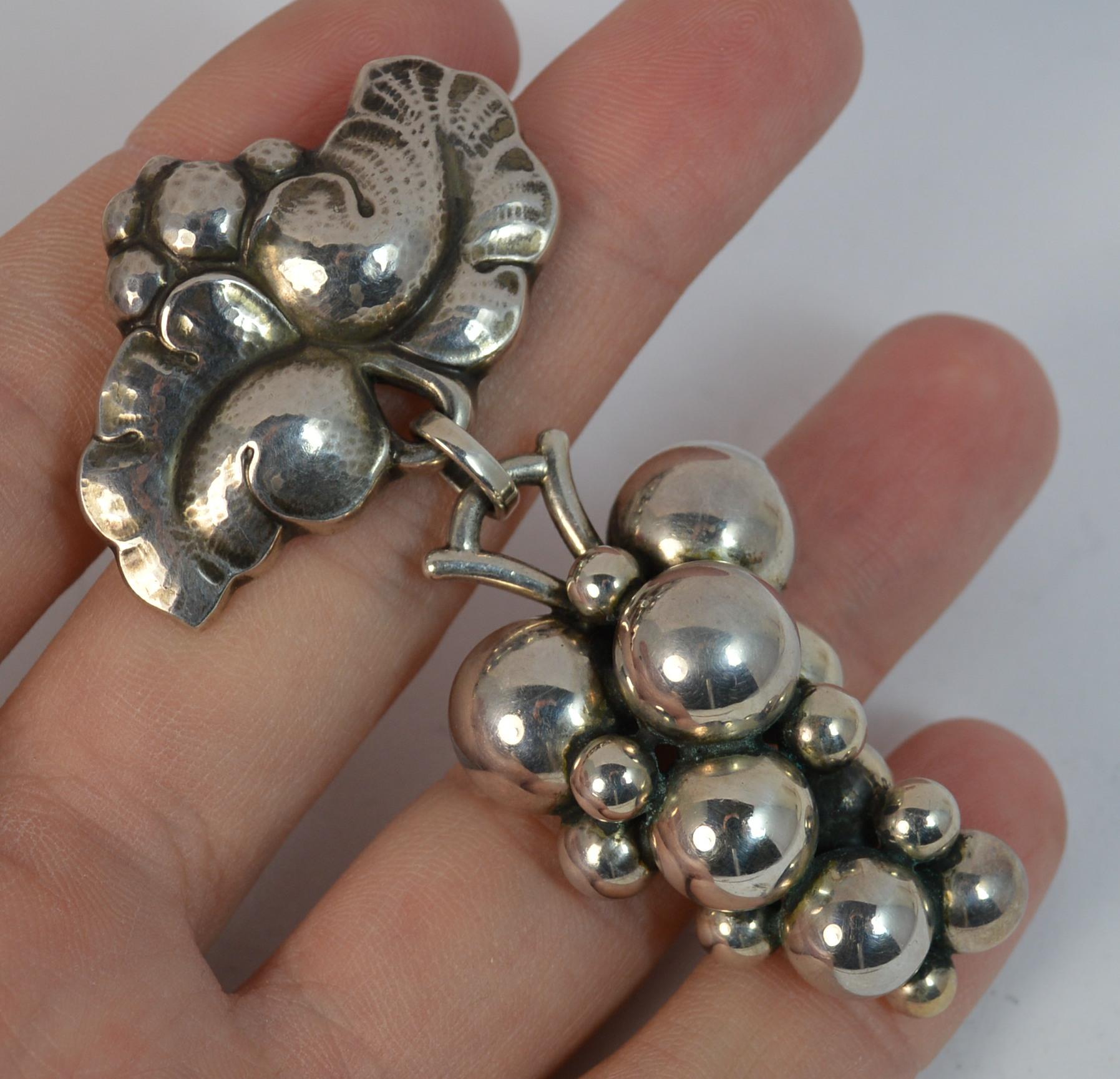 Vintage Georg Jensen Sterling Silver # 217b Moonlight Grapes Brooch at ...
