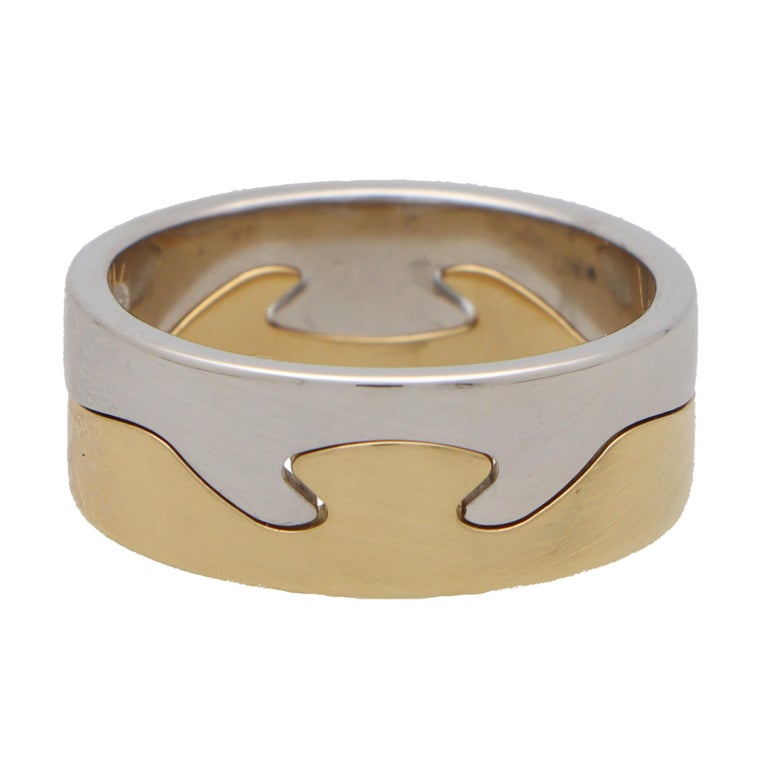 Vintage Georg Jensen Two Piece Fusion Puzzle Ring in 18k Yellow and White Gold For Sale at 1stDibs