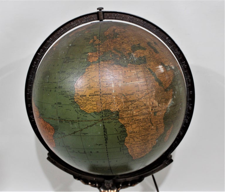 Vintage George F. Cram Co. Figural Brass Atlas Illuminated Terrestrial ...