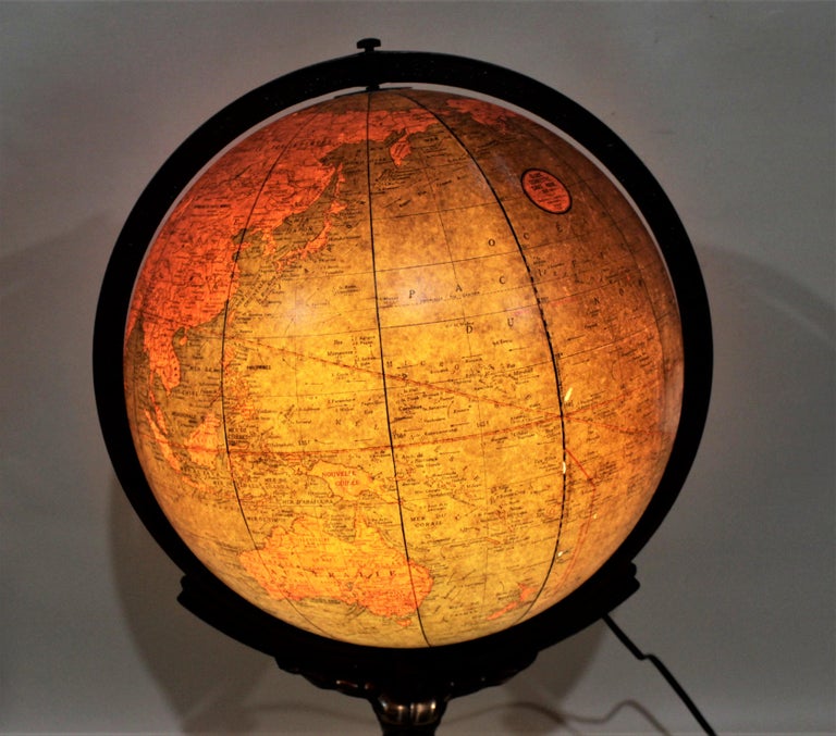 Vintage George F. Cram Co. Figural Brass Atlas Illuminated Terrestrial ...