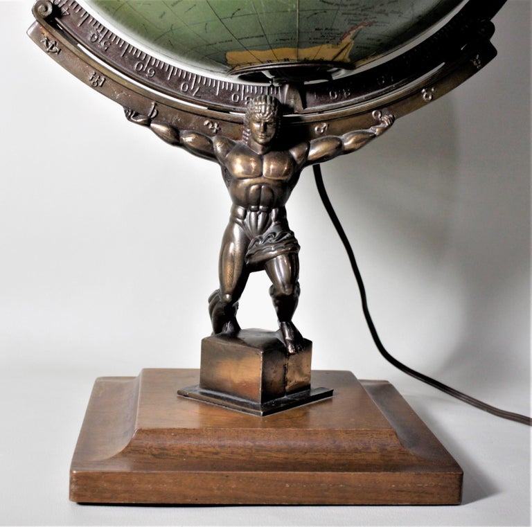 Vintage George F. Cram Co. Figural Brass Atlas Illuminated Terrestrial ...