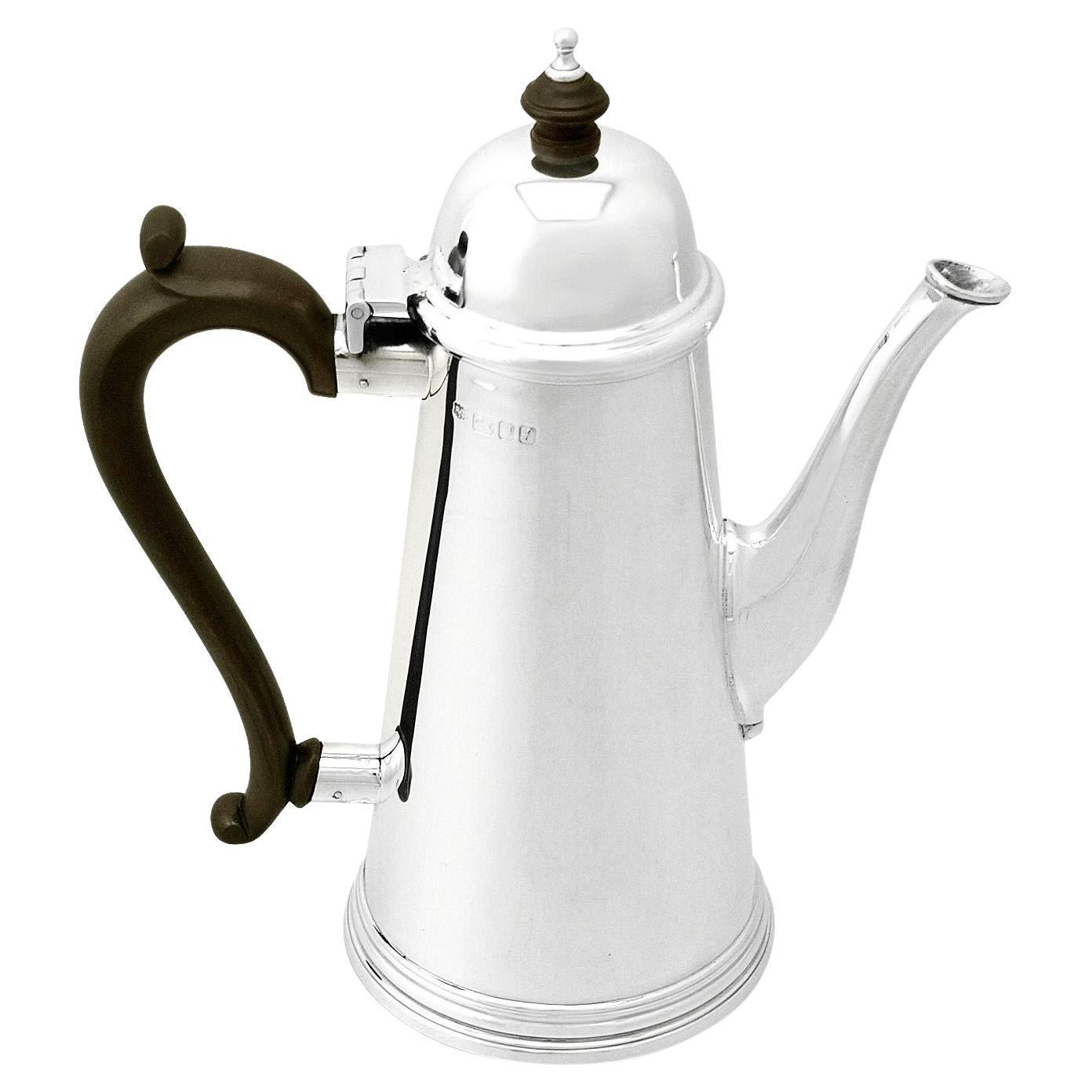 1913 George V Queen Anne Style Sterling Silver Coffee Pot at 1stDibs