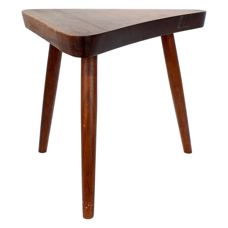 Vintage George Nakashima Walnut Plank Stool 'or Small Side Table' at ...