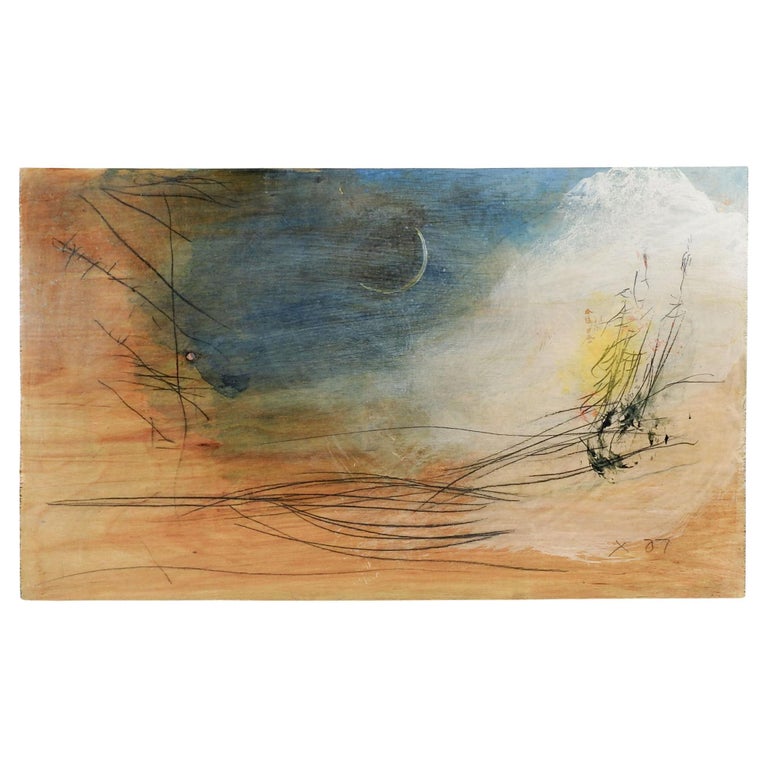 Vintage George Turner Abstract Evening Landscape Painting For Sale at ...