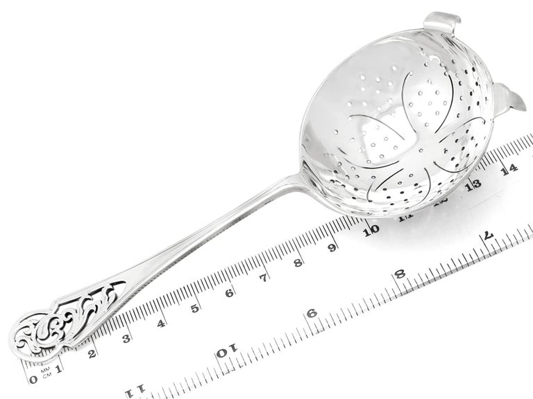 Vintage George VI Sterling Silver Tea Strainer For Sale at 1stDibs