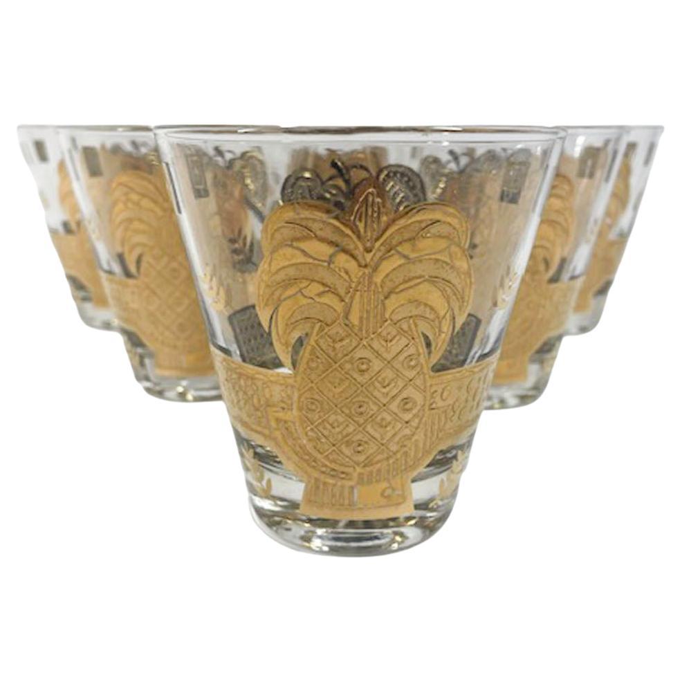 Georges Briard 22k Gold Double Old Fashioned Glassware Barware Mid ...