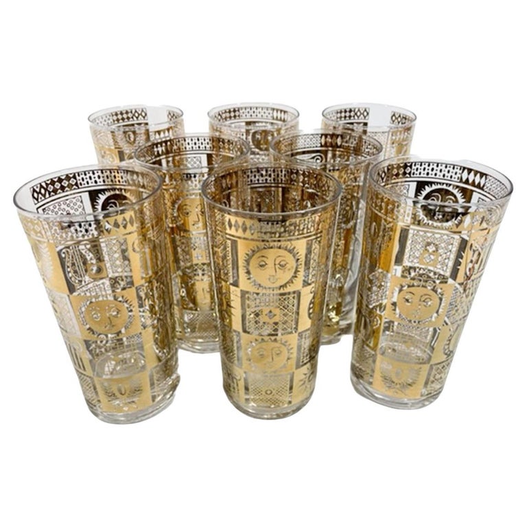 Vintage Georges Briard Highball Glasses in the Golden Celeste Pattern ...