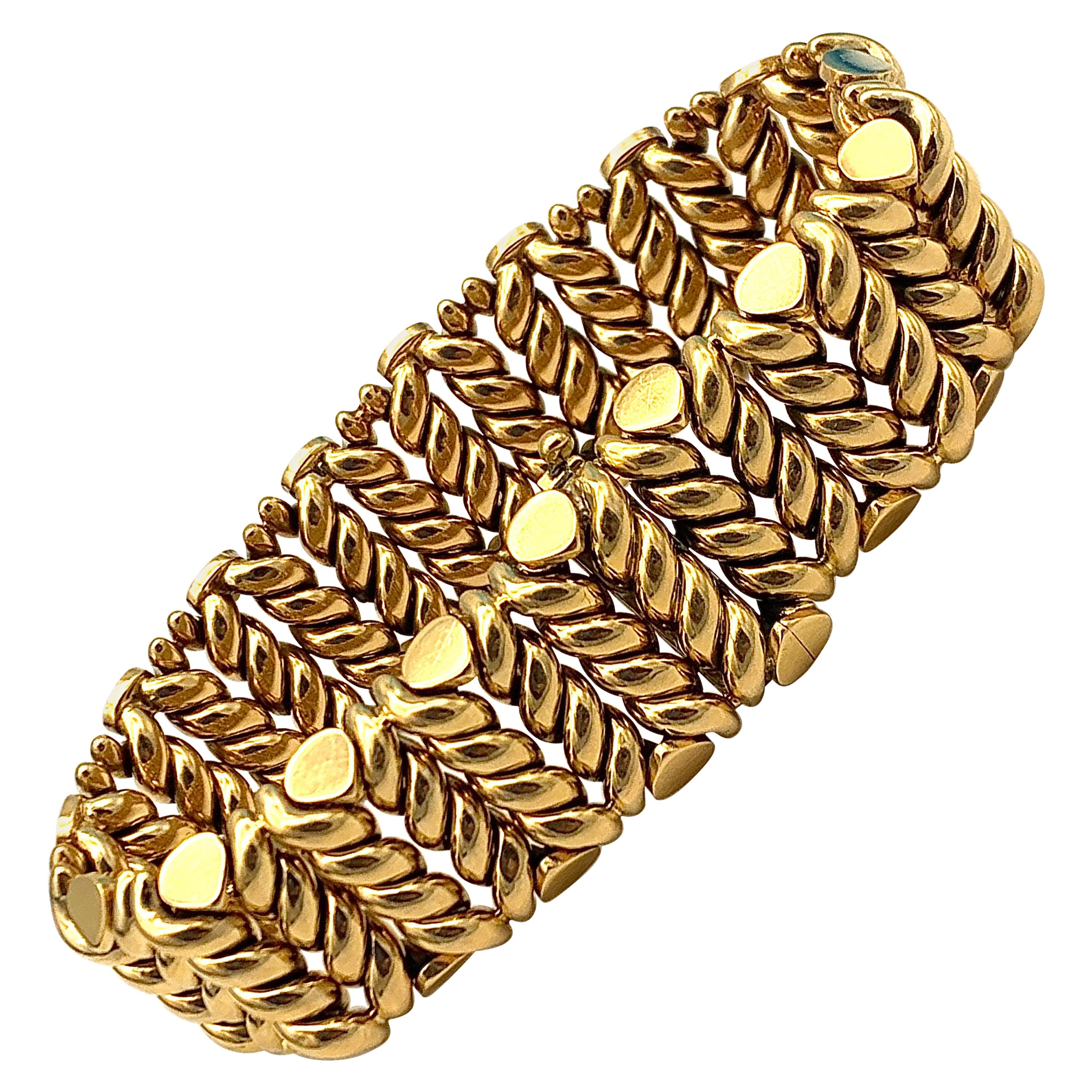 1970s M. Gerard Paris Diamond Gold Bracelet For Sale at 1stDibs