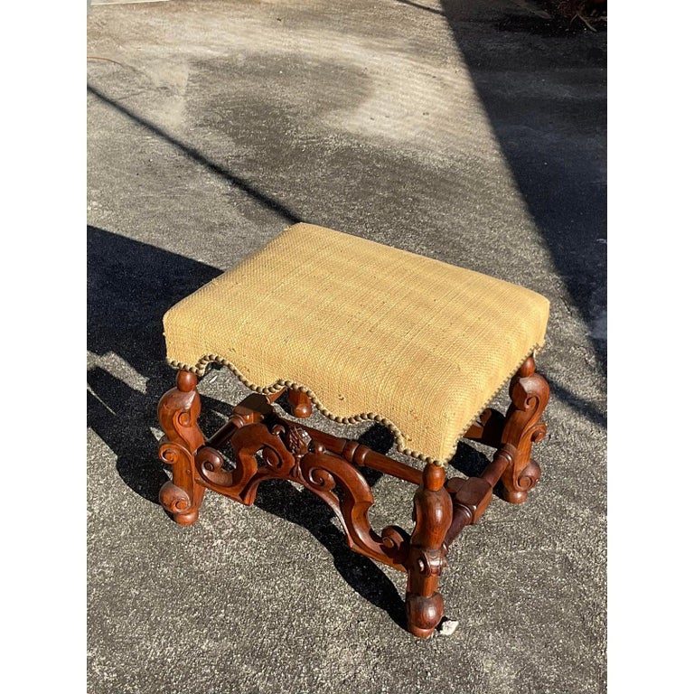 Vintage Georgian Grasscloth Footstool at 1stDibs