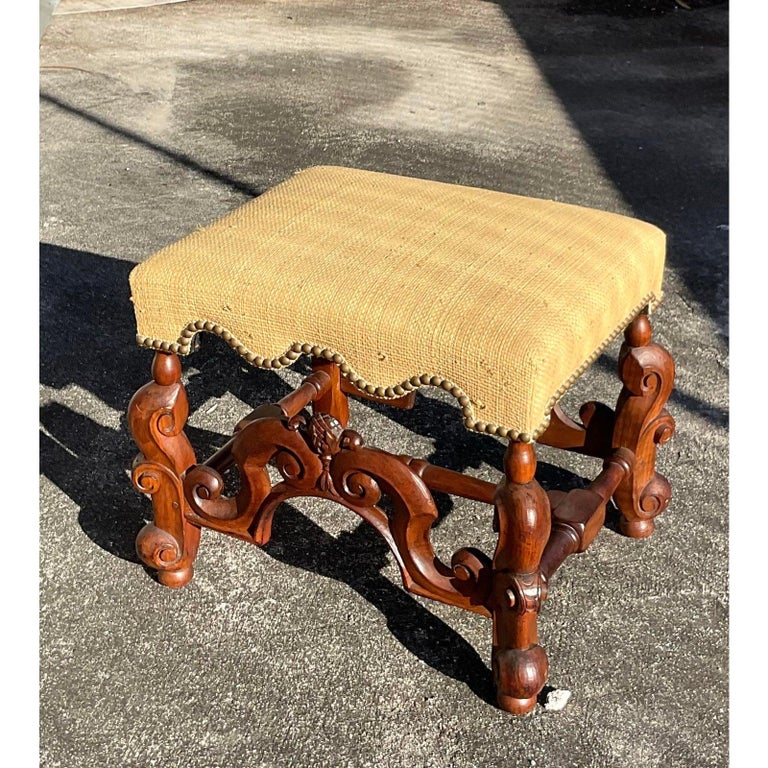 Vintage Georgian Grasscloth Footstool at 1stDibs