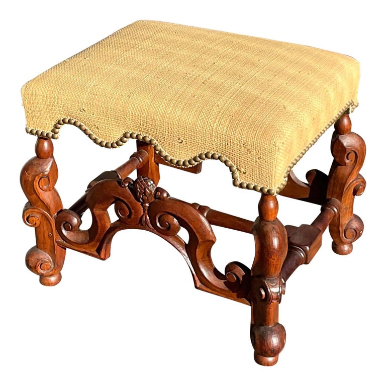 Vintage Georgian Grasscloth Footstool at 1stDibs