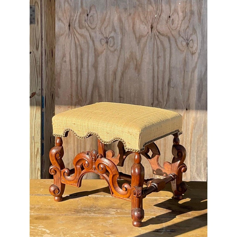 Vintage Georgian Grasscloth Footstool at 1stDibs