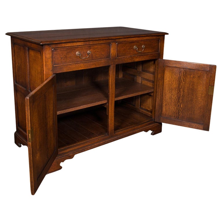 Vintage Georgian Revival Side Cupboard, English, Oak, Sideboard, Drinks ...