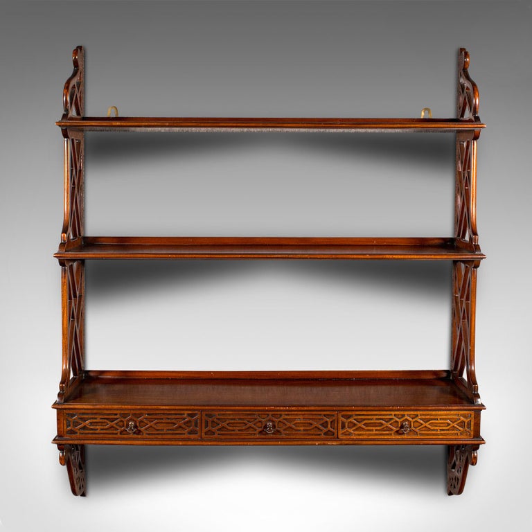 Vintage Georgian Revival Whatnot, English, Mounted Shelves, Late 20th ...