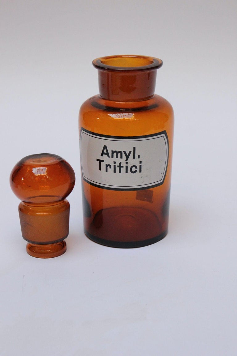 Vintage German Amber Glass "Amylum Tritici" Apothecary Bottle For Sale ...