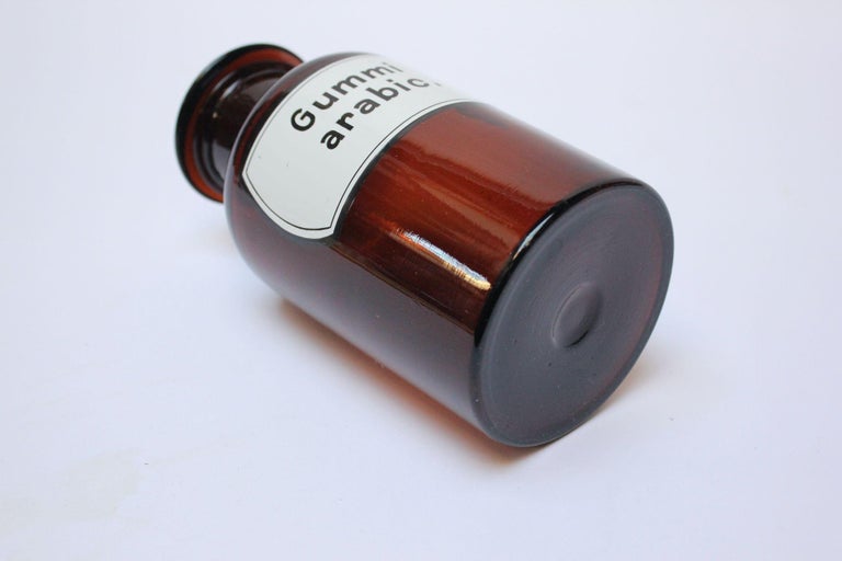 Vintage German Amber Glass "Gummi Arabicum" Apothecary Bottle For Sale ...