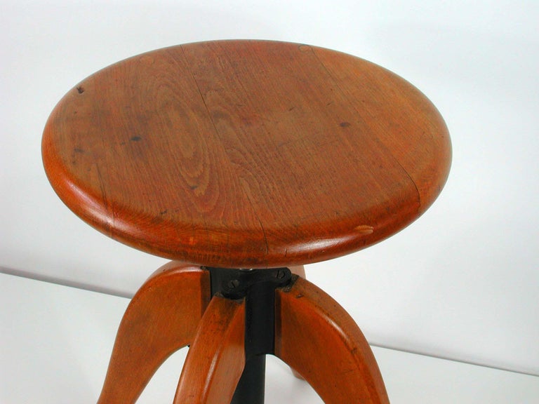Vintage German Bauhaus Industrial Beechwood Architects Stool, 1930s at ...