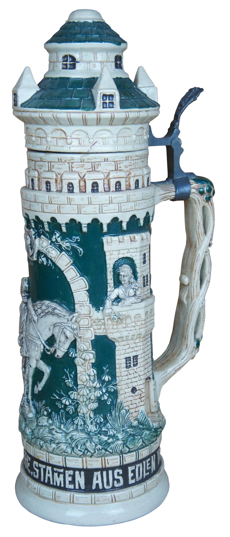 Vintage German Bavarian Bride of Rheinstein Castle Beer Stein Lidded ...