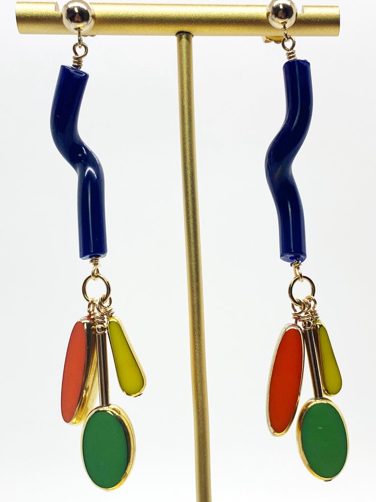 Vintage German Beads with Vintage Noodle Glass Bead Earrings For Sale ...