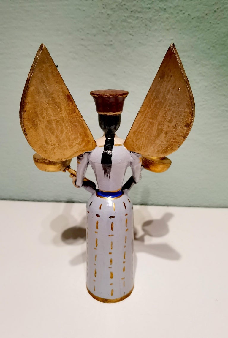 Vintage German Christmas Angel Sculpture Erzgebirge For Sale at 1stDibs