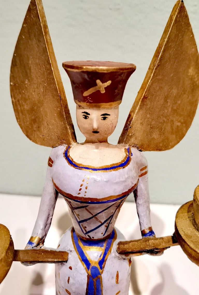 Vintage German Christmas Angel Sculpture Erzgebirge For Sale at 1stDibs