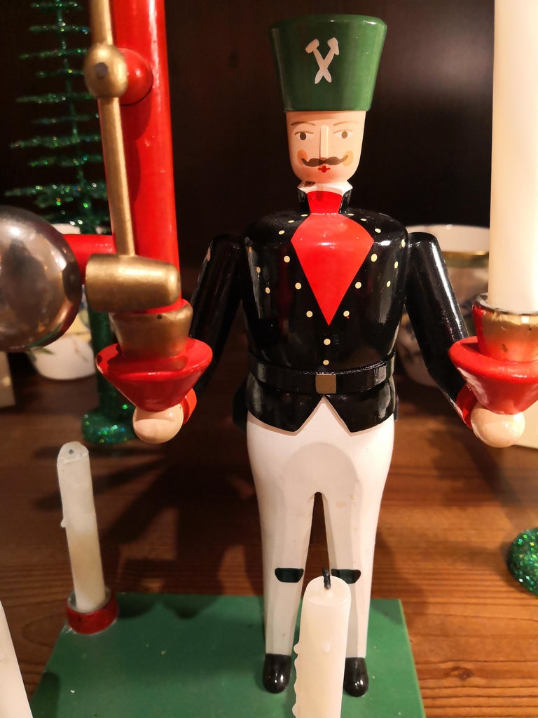 Vintage German Christmas Angel Sculpture Erzgebirge For Sale at 1stDibs