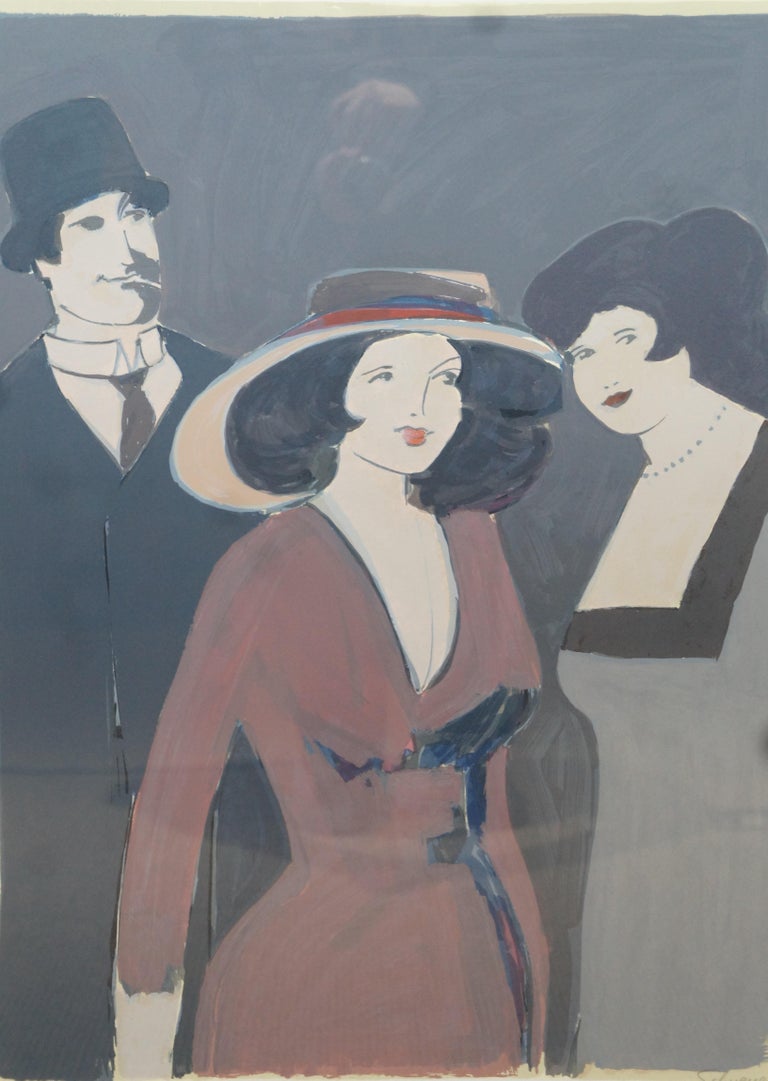 Vintage German David Schneuer Madame in Red La Belle Serigraph Print ...