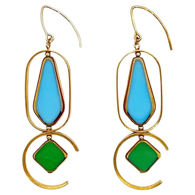 Vintage German Glass Beads Art Deco 2212 earrings at 1stDibs